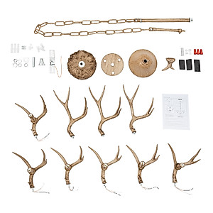 Gdrasuya10 Retro Resin Antler Chandelier, Vintage Antler Chandelier Deer Horn Pendent Light Fixture for Living Room Dining Room Bedroom Christmas,without Bulb (A)