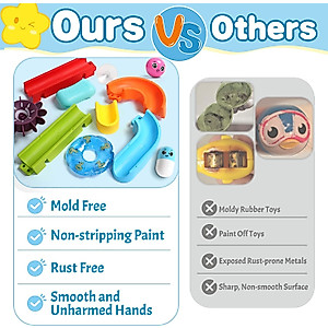 Bath Toys for Kids Ages 3-4-8 Toddler Bathtub Toys Slippery Slide Track DIY Mold Free Shower Toddler Toys with Suction Cups Birthday Gift for Boys Girls Bath Time Ages 3 4 5 6 7 8(38PCS)