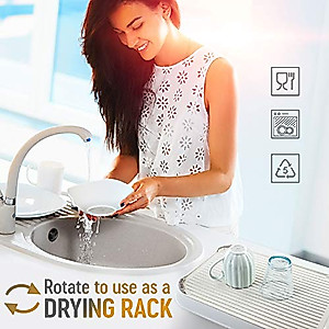 Mueller Serving Tray Reversible European Made Serving Platter, 2in1, Grill Accessories Rectangular Non-Slip Tray, Shatter-Proof, Non-Toxic, for Coffee Table, Kitchen, Outdoors, Dishwasher Safe, Beige