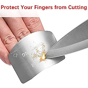 Finger Guards for Cutting, Stainless Steel 304 Finger Guard for Cutting Food, Finger Protectors, Finger Protector, Avoid Hurting when Slicing and Dicing, 2 Pieces