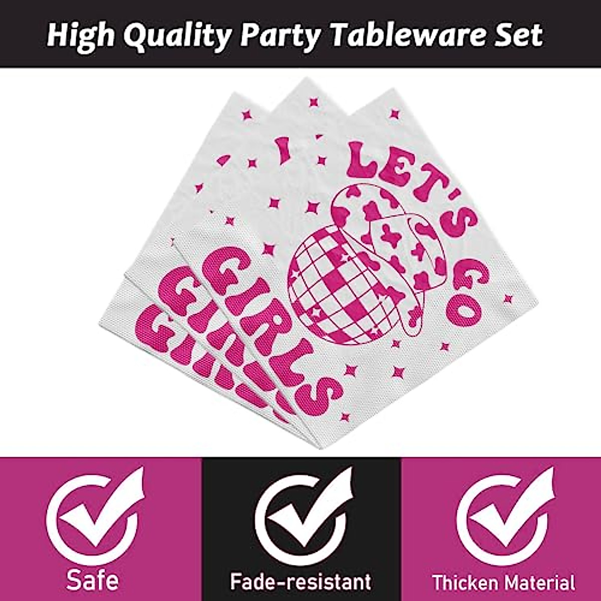 LARRAZABAL 100Pcs Lets Go Girls Napkins, Cowgirl Party Pink Napkins Decorations Western Cowgirl Theme Birthday Party Supplies, Bridal Shower Party Supplies