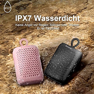 Boomcore Ultra Portable Bluetooth Speaker with Clip, 12H Playtime, Compact Small Speaker with Big Sound, Punchy Bass, Wireless IPX7 Waterproof Speaker for Beach, Pool, Boat, Biking - Black