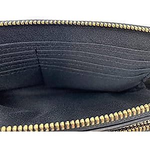 Coach Double Zip Leather Wallet Wristlet Style No. C5610, Lightweight, Black