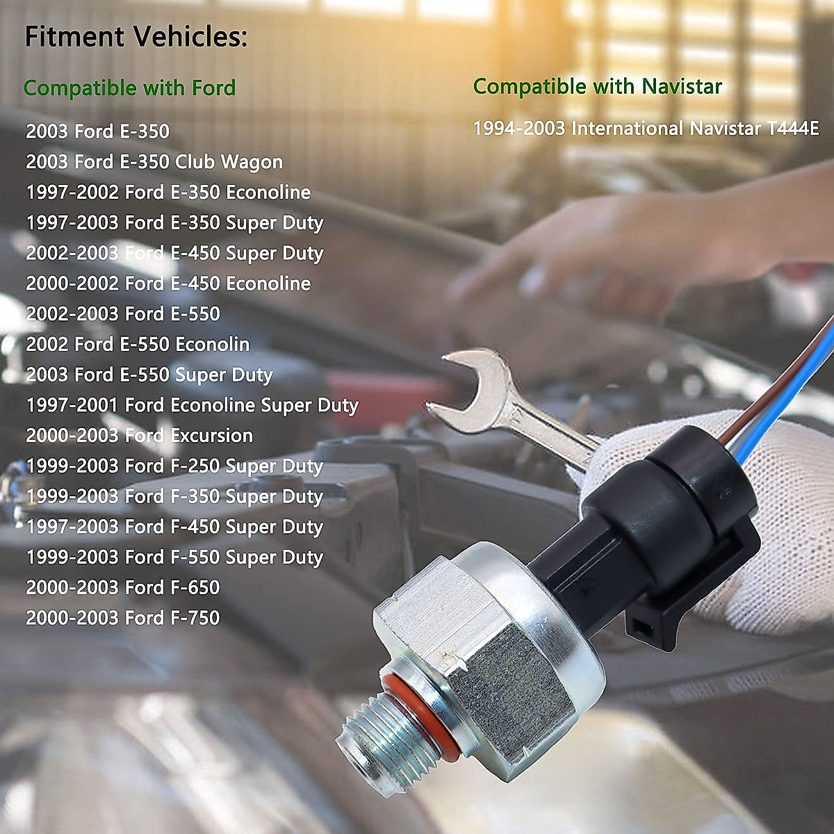 KEJSTED 7.3 ICP Injection Control Pressure Sensor & Pigtail Kit Compatible with Ford Powerstroke 7.3L Diesel ICP102 1807329C92 F6TZ-9F838-A F4TZ9F838A F6TZ9F838A CM5227 112841