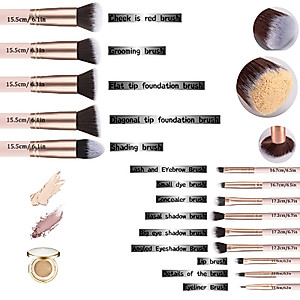 YJ-Anyue Makeup Brushes Pink wooden Makeup Brushes Set Premium Synthetic Foundation Brushes Blending Face Powder Eye Shadow Concealer Make Up Brushes Tool (14PCS Pink)