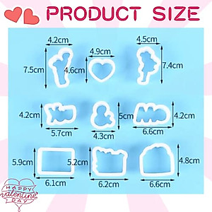Crethinkaty Valentine's Day Cookie Cutter Set - 9Pcs Plastic Valentines Biscuit Cutter-Man,Woman,Love letter,Heart,Words-for Fondant Cookie DIY Baking.