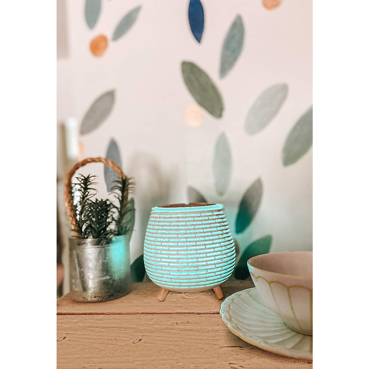 Aromatherapy Essential Oil Wooden Grain Diffuser with Auto Shut-Off Function | Cool Mist Humidifier for Yoga Spa Office Bedroom Home | 120ml (White)