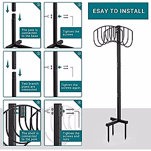 Garden Hose Holder - CreiYuan Water Hose Stand Freestanding Metal Hose Hanger, Detachable Heavy Duty Hose Storage Stand for Outdoor