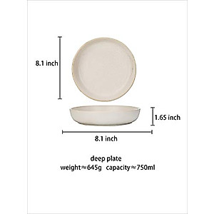 MDZF SWEET HOME 8-Inch Deep Porcelain Dinner Dishes Set, Pasta Bowls, Matte Glaze Serving Dishes Salad Dessert Bowls - 25 Oz - Set of 4