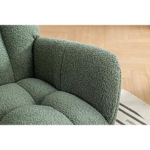 Tiophome Rocking Nursery, Upholstered Glider Rocker Accent Chairs Padded Seat with High Backrest, Comfy Side Armchair for Nursing, Living Room, Bedroom, Office,Teddy Velvet, Green, Extra Large