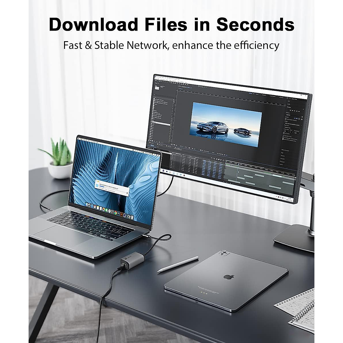 NP Type-C to Gigabit PoE Converter, POE Ethernet Adapter gigabit RJ45 to Type C 1000Mbps Converter