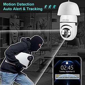 light bulb Security Camera Wireless 1080P, PTZ E27 360 Degree Panoramic Wireless Connector with WiFi,Smart Motion Detection and Alarm,Two Way Audio,Night Vision, Remote Viewing with 64GB Memory Card