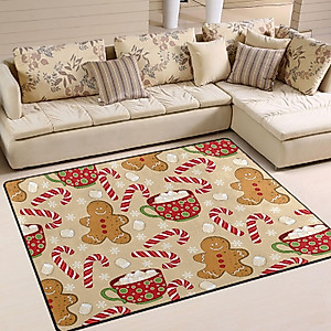 ALAZA Christmas Area Rugs 5x7, Gingerbread Christmas Area Rugs for Living Room Bedroom Large