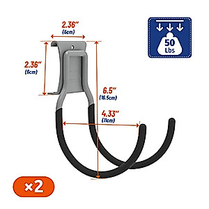 POETISKE Garage Storage Organizer Compact Hook 2PC Wall Mount Heavy Duty Hanger for Cords Ropes Chairs and More