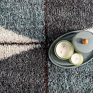 nuLOOM Kali Geometric 4x6 Shag Area Rug for Living Room Bedroom Dining Room Nursery Kitchen, Navy