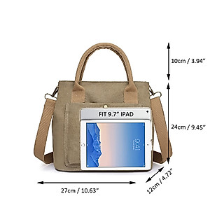 UERRUAM Small Canvas Tote Bag for Women Aesthetic Crossbody Bag Everyday Bag with Pockets Zipper Satchel Handbag