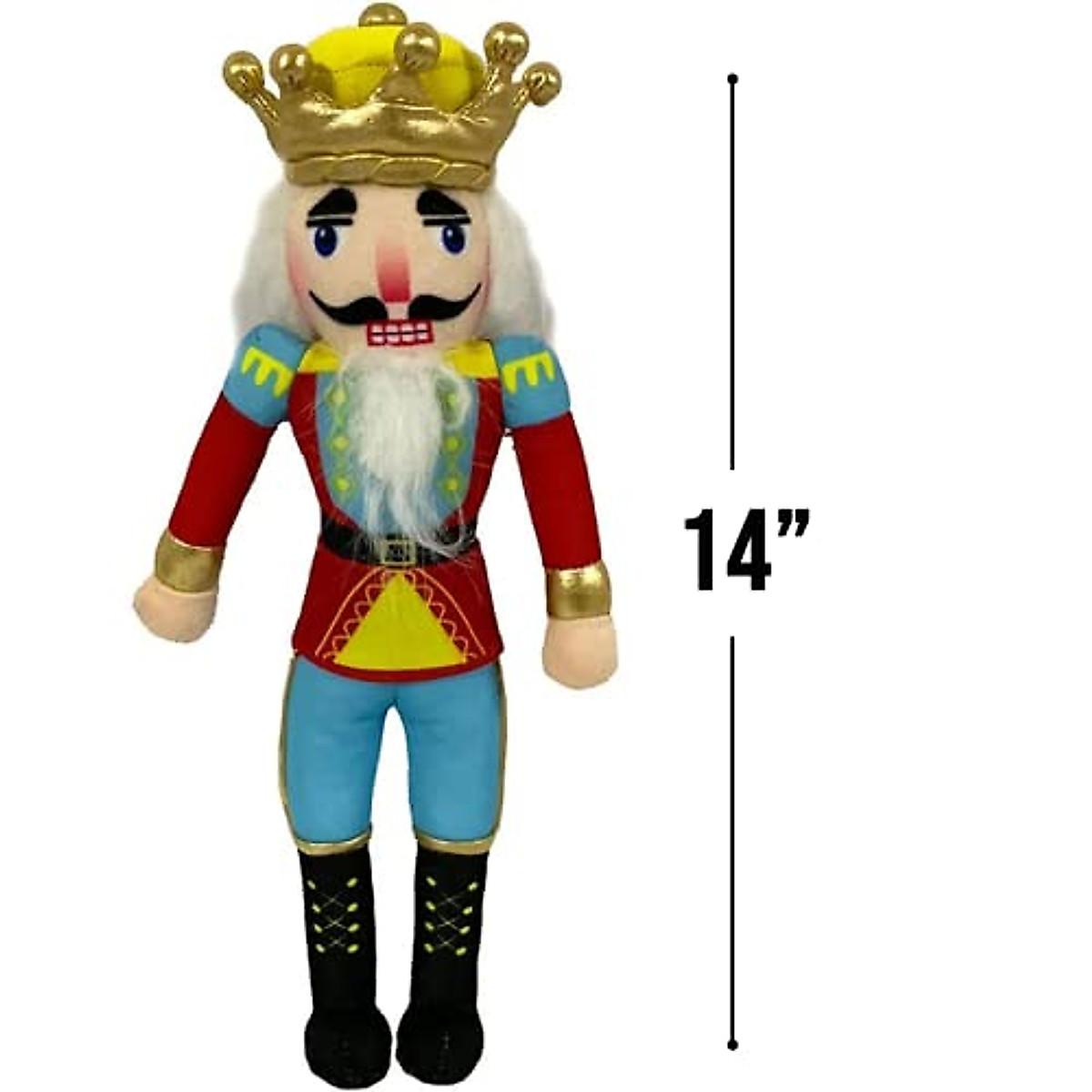 Nutcracker Ballet Gifts King Plush Nutcracker Doll Figure, Christmas Ornaments Decoration, Red, Blue and Gold, 14 Inch