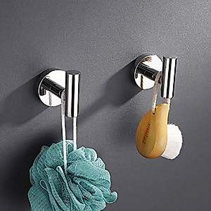 Kenivix 2 Pcs Bathroom Towel Hook Coat/Robe Clothes Hooks Kitchen Wall Hanging Hooks Wall Mount SUS 304 Stainless Steel Polished Steel
