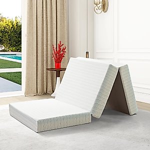 MUUEGM Folding Mattress, 6 Inch Full Tri-fold Memory Foam Mattress, Foldable Mattress with Washable Cover, Trifold Mattress for Yoga/Camping/RV/Guest Beds,CertiPUR-US Certified