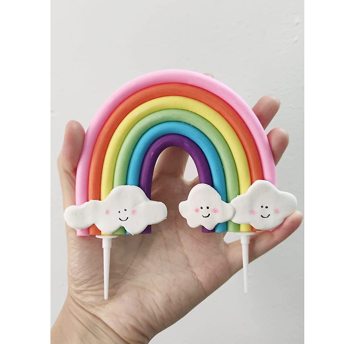 Personalized Rainbow Cake Topper Smiling Could with DIY Name for Boys Girls Birthday Baby Shower