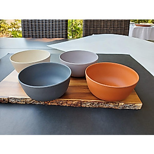 1 Click Bamboo Fiber Bowls, Set of 4, Multicolor, Dinnerware, Reusable,15 oz, Dishwasher Safe, For Salad, Soup, Cereal, Pasta, Snack. For Party, Events, Everyday Use, Outdoor