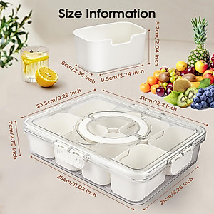 2 Pack Snack Box Containers with Lid and Handle, 8-Compartment Divided Serving Tray for Kids and Adults, Portable Snackle Box for Veggies, Fruit, and Snacks, Perfect for Travel, Camping, and Picnic