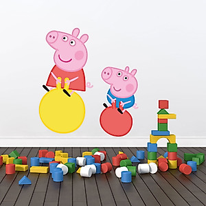 Stickerscape Peppa Pig and George on Space Hoppers Wall Stickers (Large Size) | Official Peppa Pig Wall Stickers Range, L (002309L)