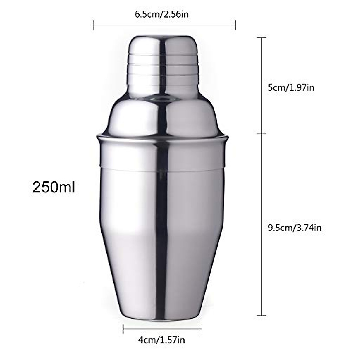 Delidge Cocktail Shaker Small Martini Shaker Stainless Steel Small Drink Shaker with Strainer and Lid Top, Mini Martini Shaker Bar Shaker (8.4oz/250ml，small) Shakers Bartending