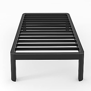 Yitong Angel Twin Bed Frame with Round Corner Edge Legs, 14 Inch High 3500 lbs Heavy Duty Metal Platform Bed Frame Twin Size, No Box Spring Needed/Noise Free/Non-Slip/Steel Slat Support