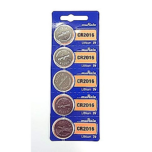 Murata CR2016 Battery DL2016 ECR2016 3V Lithium Coin Cell (5 Batteries)