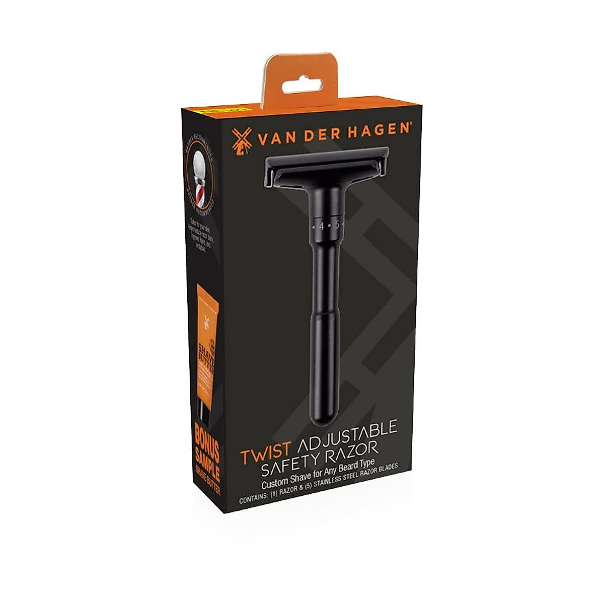 Van Der Hagen Matte Black TWIST Adjustable Razor
