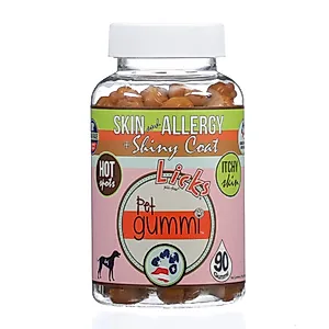 Licks Pill Free Dog Skin and Allergy Gummies - Omega 3 Dog Allergy Relief - Dog Vitamins & Supplements for Itch Relief - Turmeric Supplement for Dog Skin - Dog Vitamin Gummies - 90 Gummies