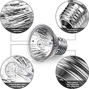 ECOSI 25W UVB Bulb UVA Light Halogen Basking Bulb Reptilian Lamp Lizard Lamp E27 UV Heating Lamp Spot Lamp Full Spectrum Sun Lamp Sunbathe Heat Bulb/Lamp/Light for Turtle Reptile Lizard Habitat-6 Pcs