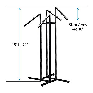 SSWBasics 4 Way Clothing Rack with Slanted Arms - Black