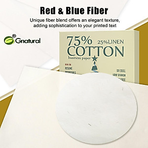 75% Cotton 25% Linen Paper, 85gsm Inkjet Printing Paper, 8.5"x11" Ivory Color Resume Paper,100 Sheets Won't Get Wet Cotton Paper