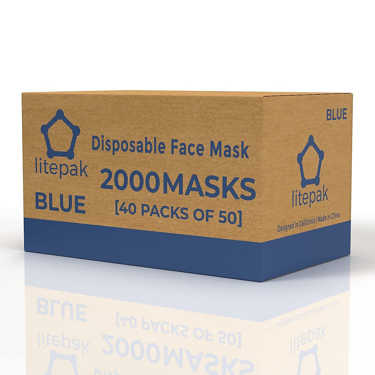 Litepak 2000pcs Premium Disposable Face Mask SOFT 3ply Nose Wire - Blue