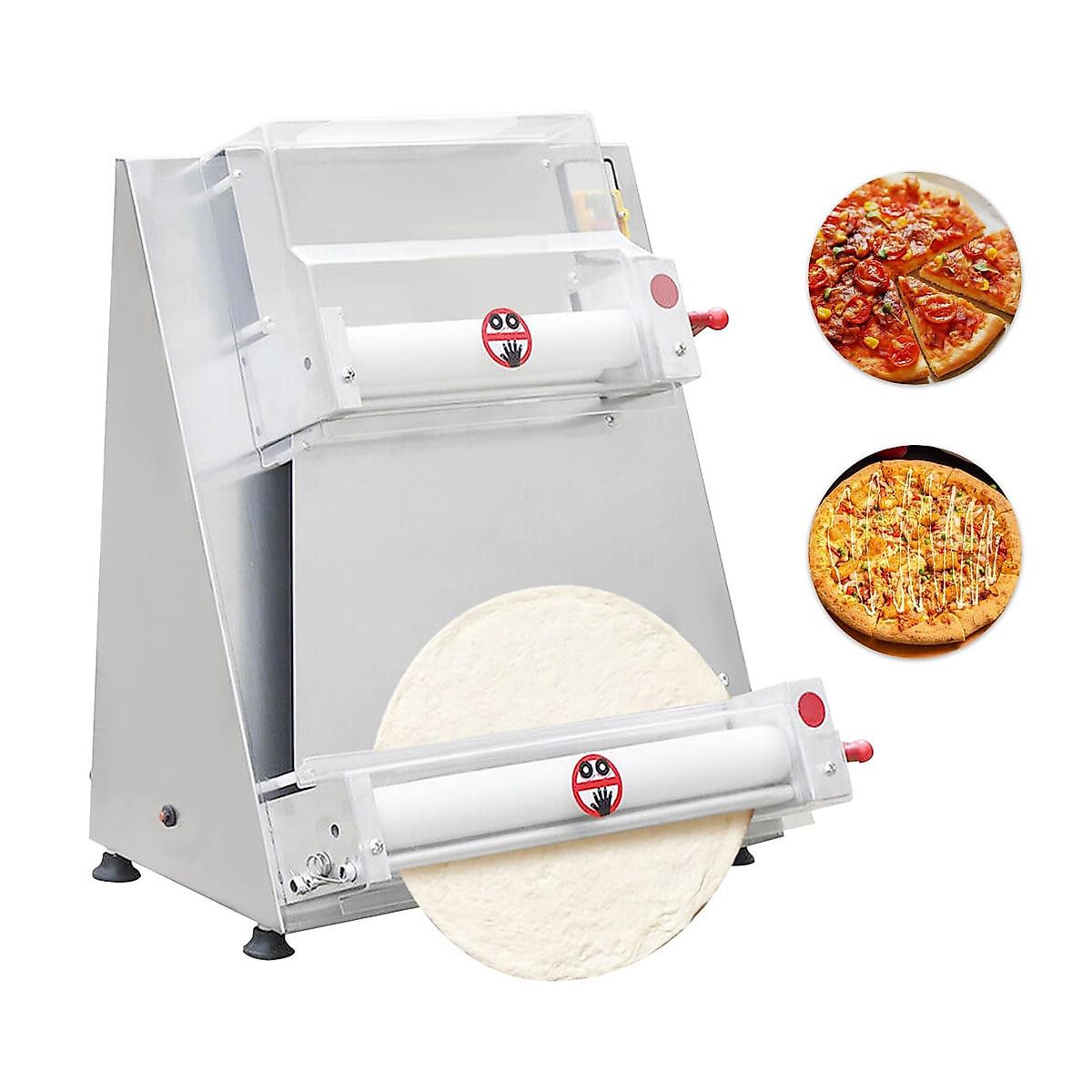 AGULIUM Pizza Dough Roller Sheeter Max 15.74" Automatic Commercial Dough Roller Machine Stainless Steel Pizza Dough Roller 370W Dough Sheeter Machine for Home and Pizza Bread Shops