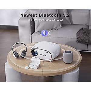4K Projector with WiFi and Bluetooth 5.2, WiMiUS Newest P60 480 ANSI Lumens Portable Projector Dust Proof Supports 4P/4D Keystone, 50% Zoom, PPT, 200000H LED for Smartphone, Laptop, PS5, TV Stick