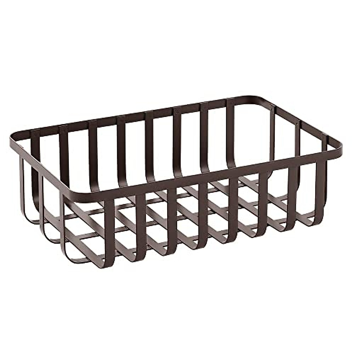 mDesign Farmhouse Metal Kitchen Storage Organizer Basket Bin - For Kitchen Cabinets or Pantry - Store Fruit, Snacks, Cereal, Baking Supplies, Pastas, Packets - Bronze