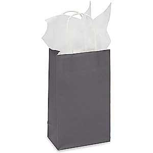 Sparkle and Bash Grey Gift Bags with Handles, Small Size (5 x 9 x 3 in, 25 Pack)