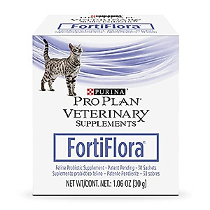 Purina FortiFlora Cat Probiotic Powder Supplement, Pro Plan Veterinary Supplements Probiotic Cat Supplement – 30 ct. box