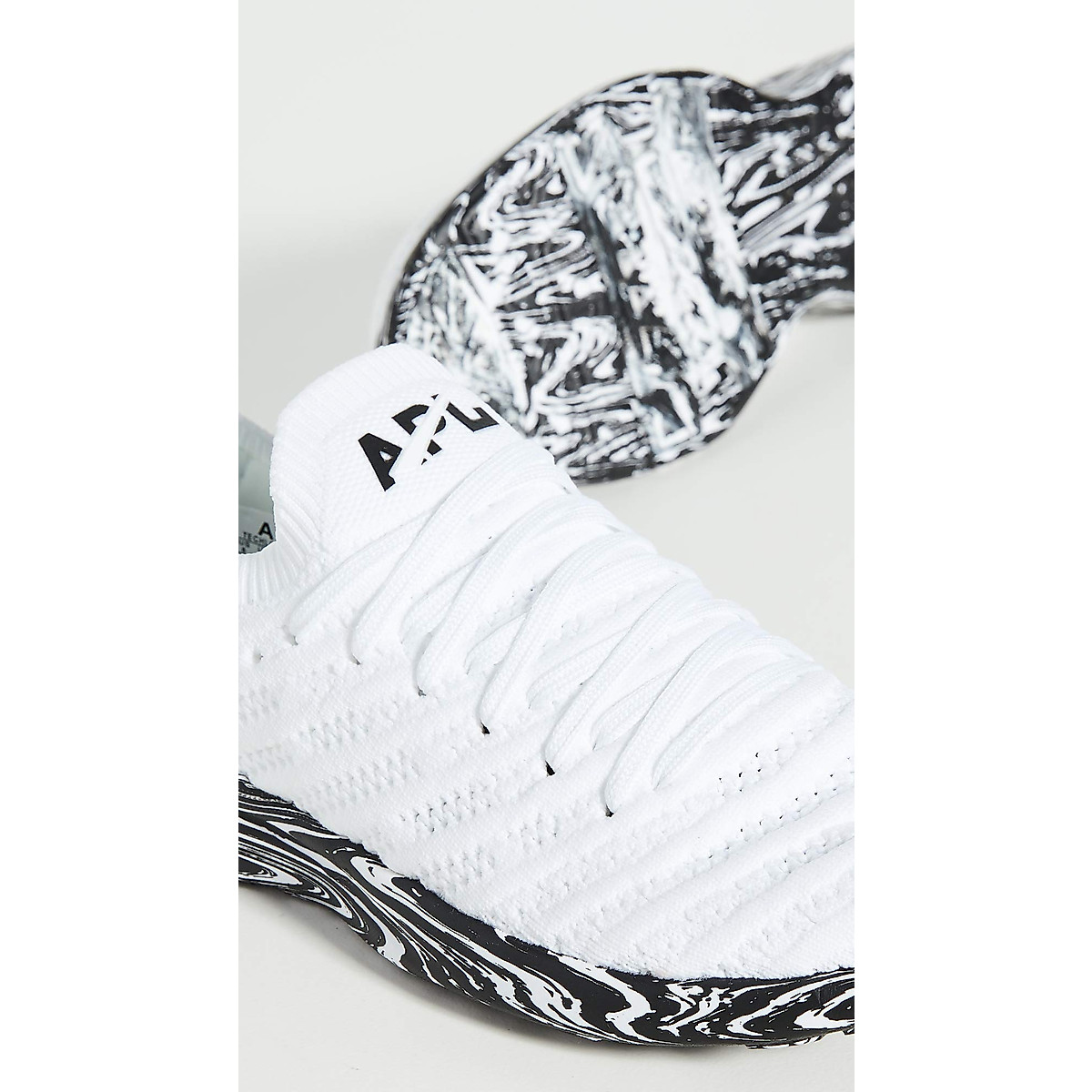APL: Athletic Propulsion Labs Women's Techloom Wave Sneakers, White/Black/Marble, 8.5 Medium US