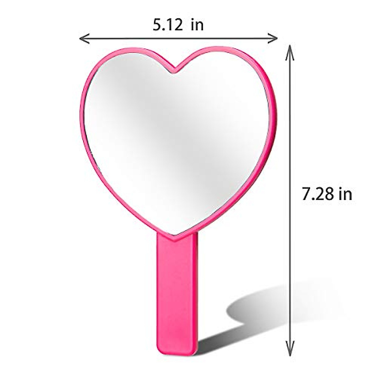 TOPYHL 2PCS Heart-Shaped Makeup Hand Mirror,Travel Handheld Mirror Portable Personal Cosmetic Mirror with Handle (Pink and Rose red)