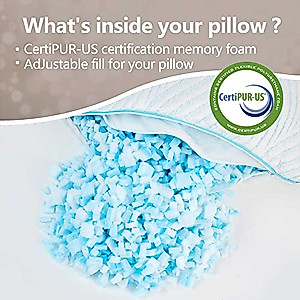 Smilereve Pillows Standard Size Set of 2 Cooling Memory Foam Pillows for Sleeping Adjustable Firm Pillow for Back and Side Sleeper
