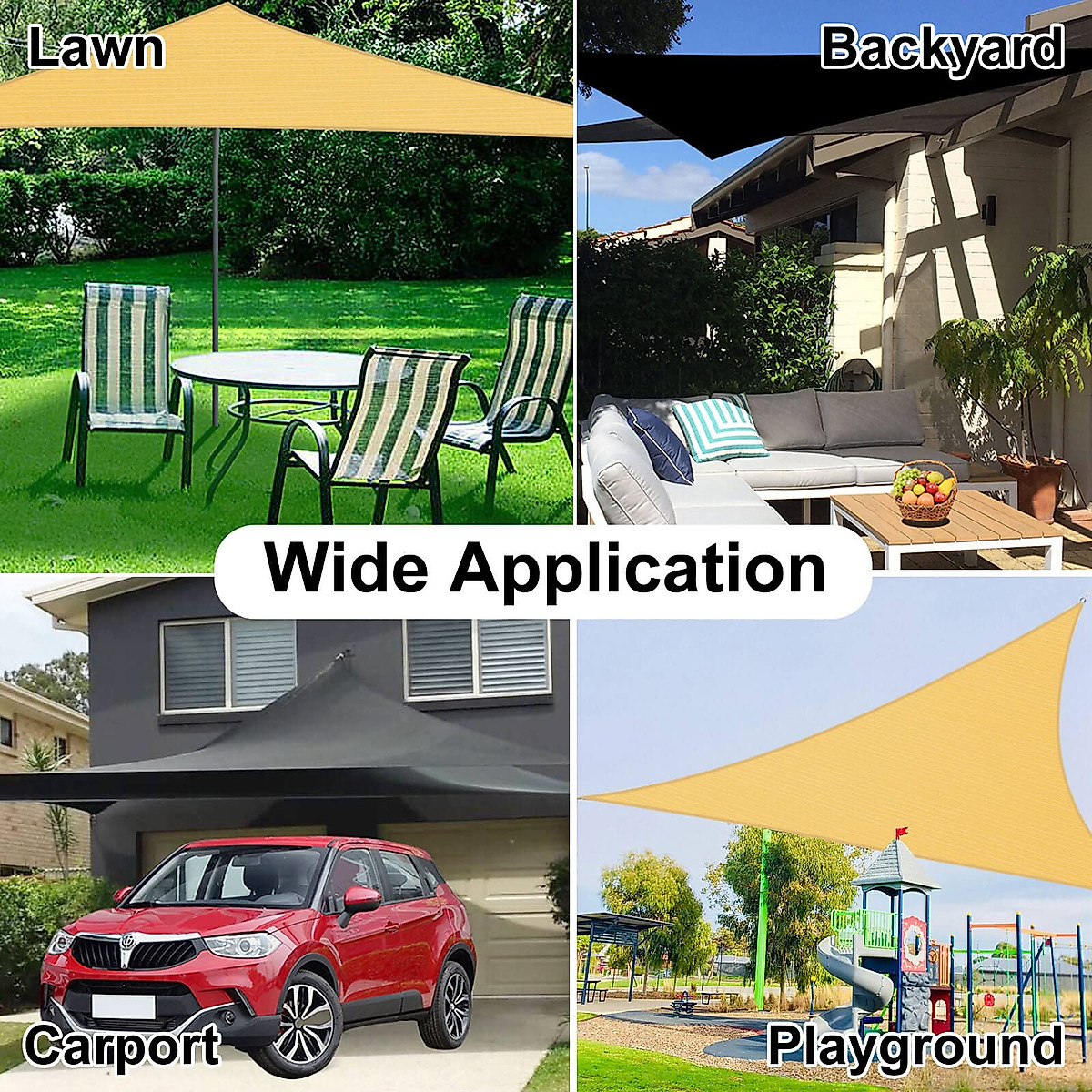 OutdoorLines Rectangle Sun Shade Sails for Patios 10 x 13 ft  Sun UV Blocking Outdoor Canopy, Sunshades for Backyard, Lawn and Garden and All Outdoor Activities, Sand