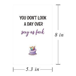 Ure Tenk Sexy Birthday Card, Dirty Bday Card for Him Wife GF BF Husband, Cheeky You Don't Look A Day Over Sexy As Fu*k