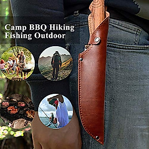 DRAGON RIOT Kitchen Chef Knife Viking Gifts for Men Viking Knives Outdoor Camping Knife with Leather Sheath Butcher Knives for Home Gift Collection BBQ