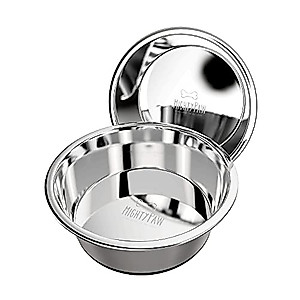 Mighty Paw Stainless Steel Dog Bowls (2 Pack) | Non-Slip Rubber Bottom and No Spill Design. Dishwasher Safe Metal Food & Water Dish Set for Small & Large Pet Breeds. (Small, Dogs <30 lbs, 5.5”)