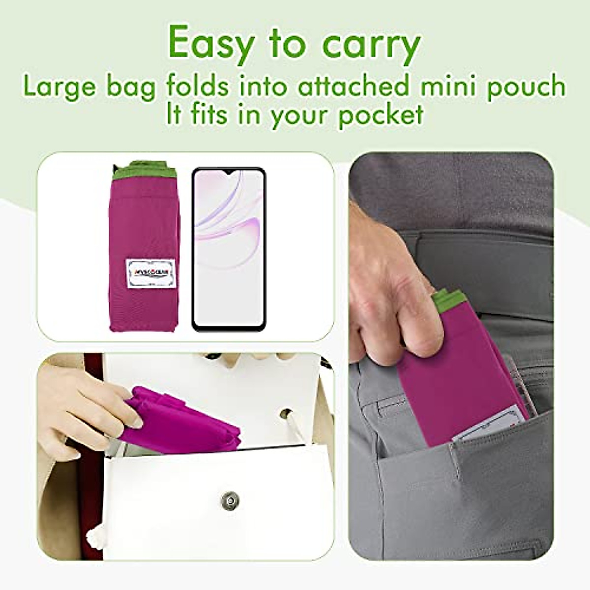 MVSCOCEAN Reusable Grocery Bags, Colorful Shopping Bags,Machine Washable,Foldable,Durable,Lightweight,Set of 3 (Fuchsia,Lake Blue,Purple)