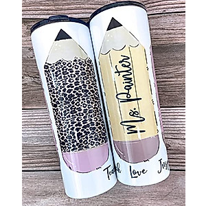 AVITO Personalized 20 oz Teacher Appreciation Cup, Permanent Printing Teacher Gift, Teacher Pencil Tumbler, Teacher Gifts, Teacher Life Cup